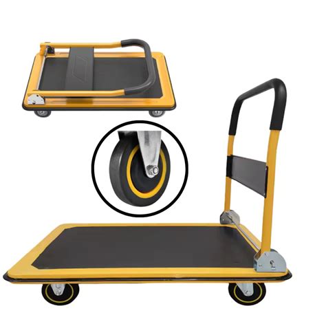 Carrinho De Carga Plataforma Dobrável Armazem 4 Rodas Suporta 150kg