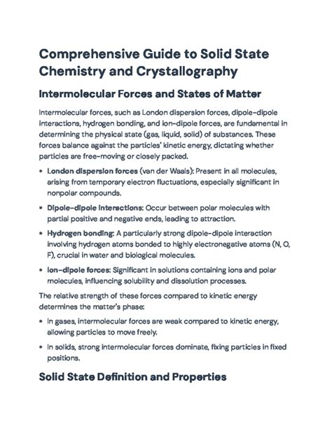 Comprehensive Overview Of Solid State Chem And Crystallography Chem 101