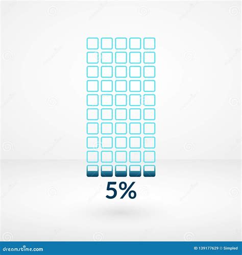 Five Percent Square Chart Isolated Symbol Infographic 5 Sign