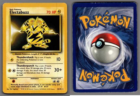 1999 Pokemon Base Set 20 102 Electabuzz Rare Ebay