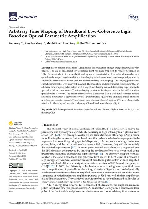 Pdf Arbitrary Time Shaping Of Broadband Low Coherence Light Based On