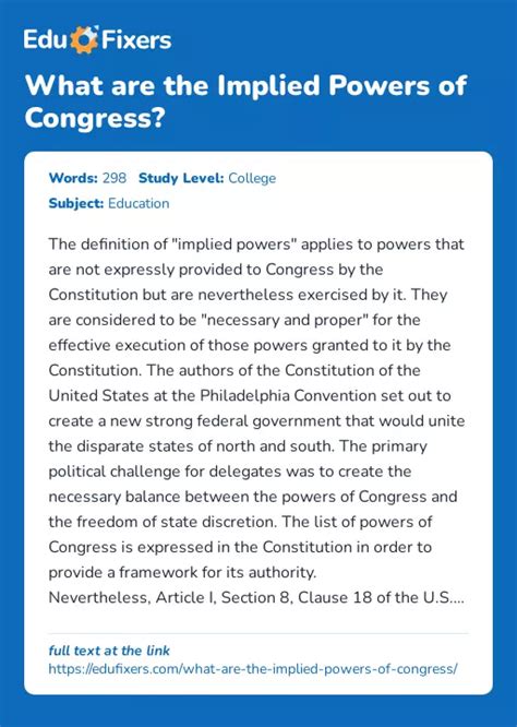 What Are The Implied Powers Of Congress
