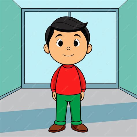 Niño Joven Dibujado A Mano Mascota Personaje De Dibujos Animados