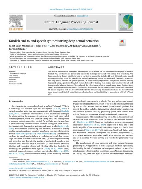 pdf kurdish end to end speech synthesis using deep neural networks