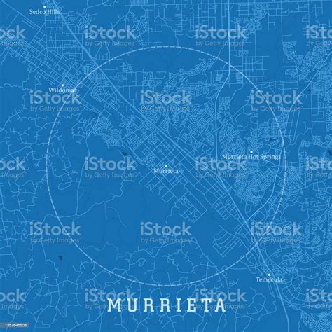 Murrieta Ca City Vector Road Map Blue Text Stock Illustration