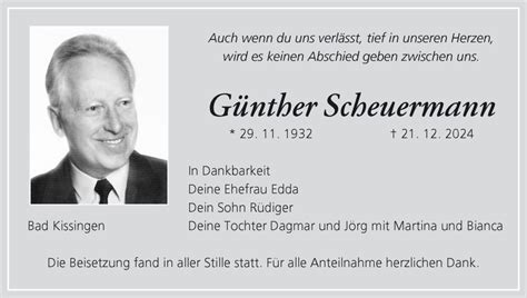 Günther Scheuermann Traueranzeige Franken De