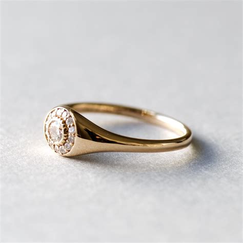 18 Karat Diamond Signet Ring Engagement Ring For Sale At 1stdibs