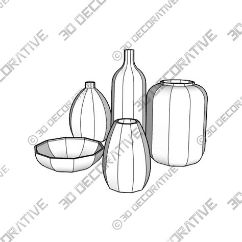 Veda Ceramic Vases 3d Decorative