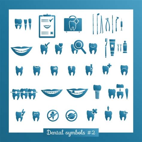 Set Of Dentistry Symbols Part 1 Royalty Free Vector Image
