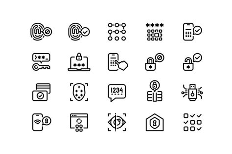 Premium Vector App Security Line Icons Face Detection Pincode And