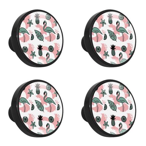 4 Pcs Flamingo Knobs For Kitchen Cabinet Cupboard Dresser Bookcase