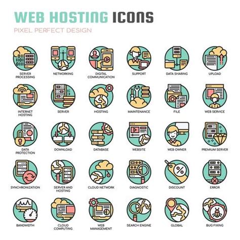 Web Hosting Thin Line Icons Vector Art At Vecteezy