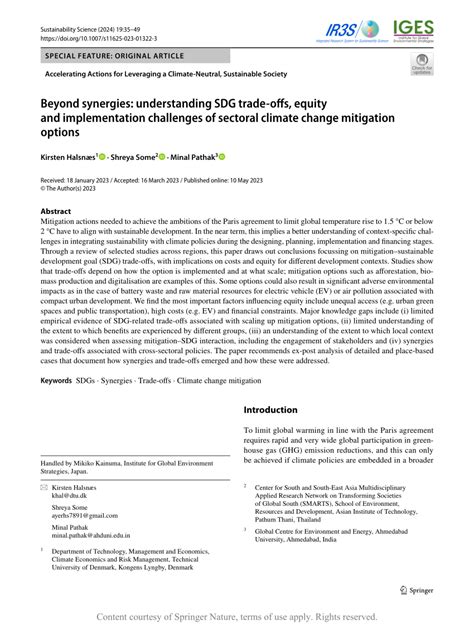 Pdf Beyond Synergies Understanding Sdg Trade Offs Equity And