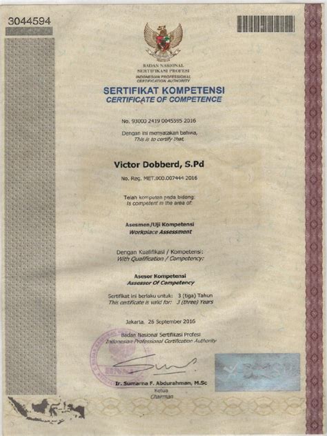 Sertifikat Assesor 2016 Pdf