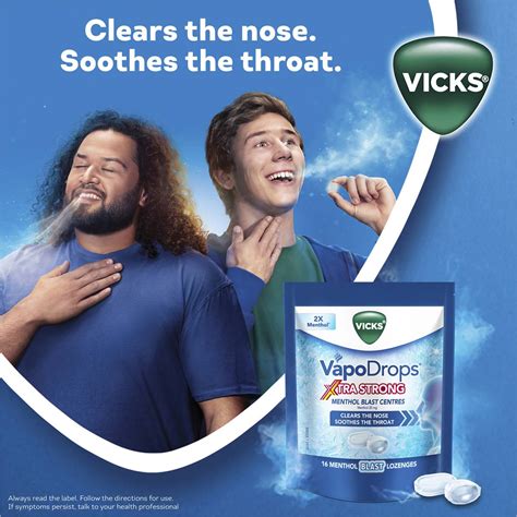 Vicks Vapodrops Xtra Strong Menthol Blast 16 Pack Woolworths