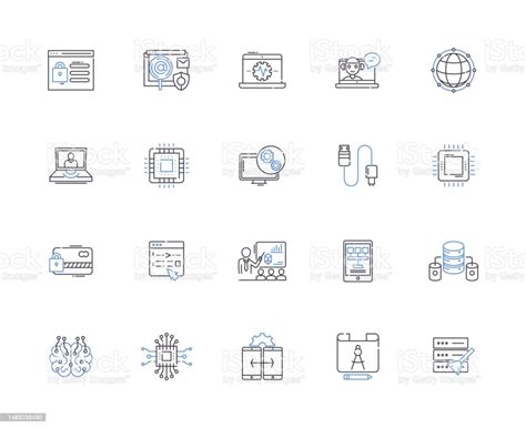 소프트웨어 개요 아이콘 모음입니다 소프트웨어 프로그램 응용 프로그램 프로그래밍 코드 소프트웨어 개발 운영 체제 벡터 및 일러스트레이션 개념 세트 솔루션 자동화 플랫폼 선형