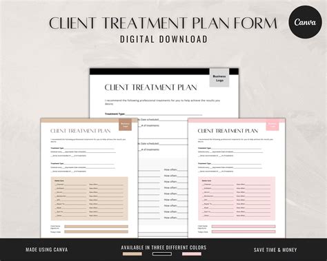 Client Treatment Plan Esthetician Consent Forms Digital Download