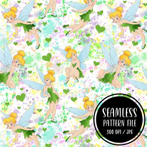 Tinkerbell Seamless Pattern Digital Paper Background Download  Etsy
