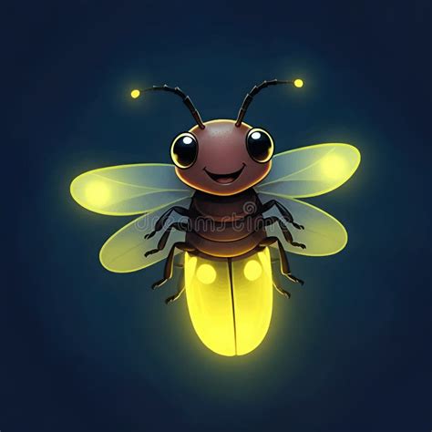 Friendly Glowing Firefly In The Dark Night Sky Ai Generated Stock