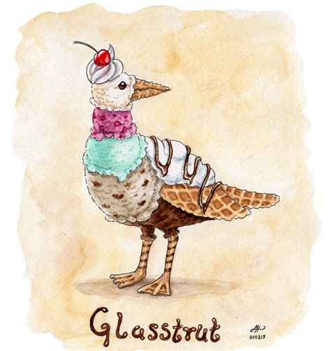 Glasstrut Illustrerad Ordvits Bokstavligt Målat