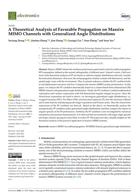 Pdf A Theoretical Analysis Of Favorable Propagation On Massive Mimo