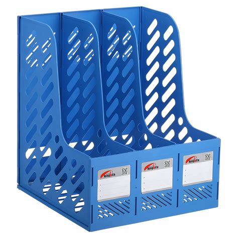 Uxcell Magazine File Holder Pp Plastic Vertical 3 Compartment Desktop