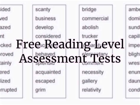 Free Printable Reading Level Assessment Test Editable Blank