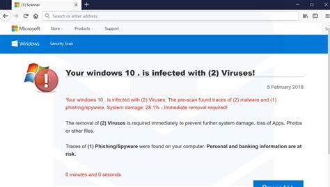 Remove Your Windows 10 Is Infected With 2 Viruses Scam Alerts