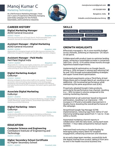 Manoj Kumar C Detailedv2 Pdf Digital Marketing Business