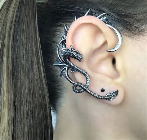 Single Dragon Cuff Earring Dragon Cuff Earring Gothic Earring Gothic