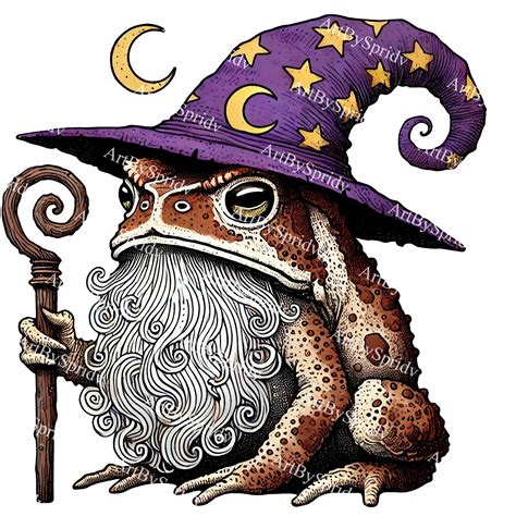 Wise Toad Wizard With Moon And Stars Hat Png Clipart Fantasy Frog With