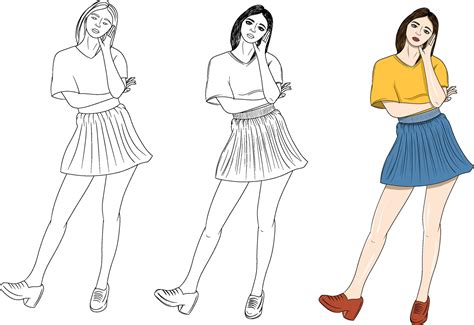 Cute Hand Drawn Girl Illustration Collection 25876498 Vector Art At