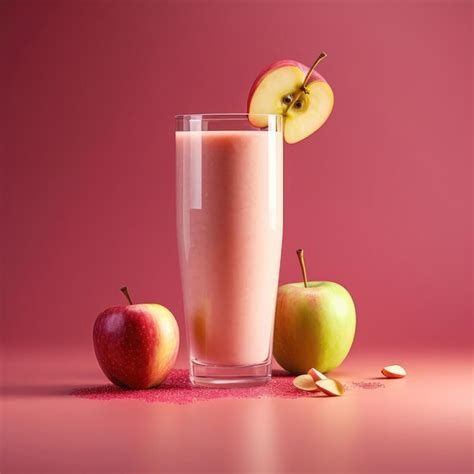 Premium Ai Image Fresh Smoothie Apple Lassi With Apple Fruit In