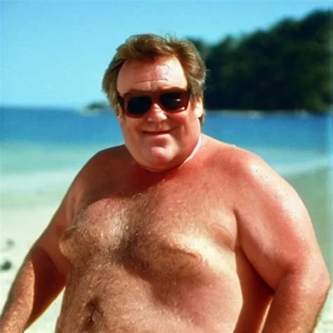 John Candy Is Relaxing On The Beach He Is Rubbing Stable Diffusion