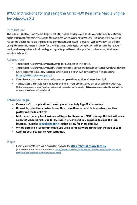 Citrix Hdx Realtime Media Engine Instructions Manual Pdf Download