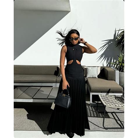 Sleeveless Pleated Flowy Maxi Elegant Cocktail Party Dress Yellow