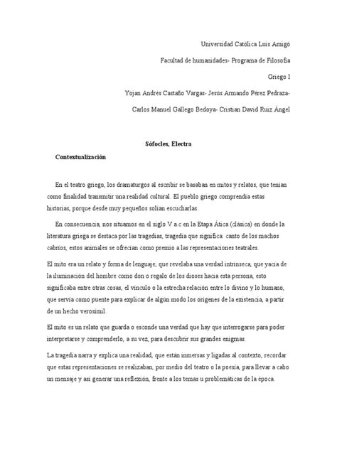 Electra Sofocles Pdf Clitemnestra Agamenón