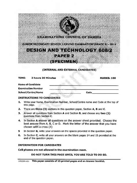 2014 Design And Technology Paper 2 Past Paper Pdf