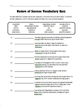 Recognize Vocabulary Science Worksheet Answers