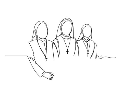 Continuous Line Drawing Nun Over 40 Royalty Free Licensable Stock