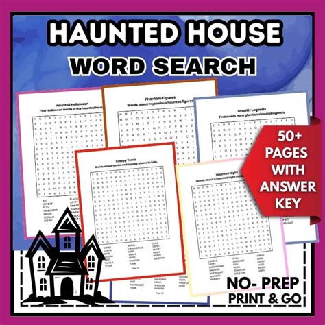 Haunted House Word Search Puzzle Worksheets Gr 2nd3rd4th5th6th7th8th