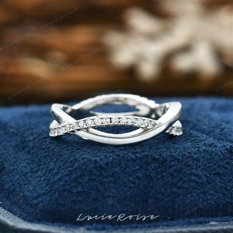Minimalist Infinity Wedding Band Twist Wedding Band White Gold