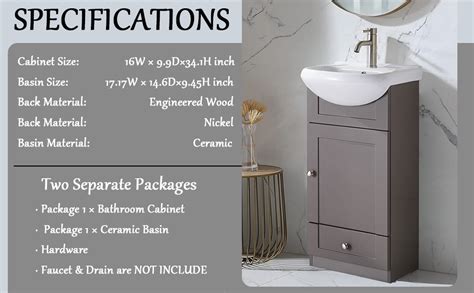 18 Inch Modern Bathroom Vanity With Ceramic Sink Set