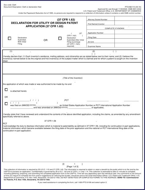 Us Utility Patent Application Form Form Resume Examples Gq96d1nwvo