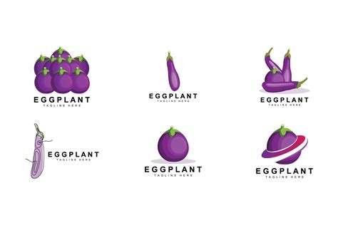Eggplant Logo Design Vegetables Illustration Purple Vegetable