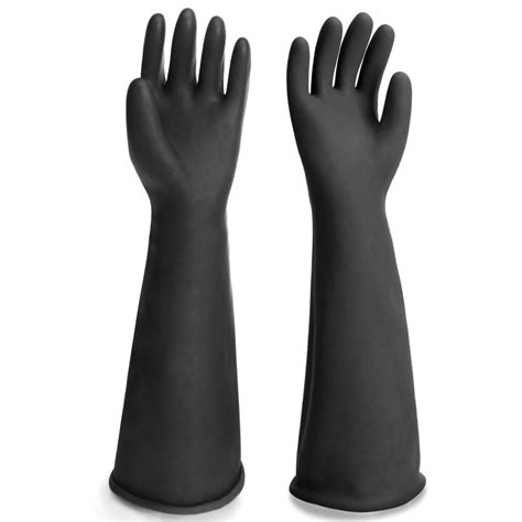 Black Xxl Size Rubber Gloves 22 Long Chemical Resistant Waterproof