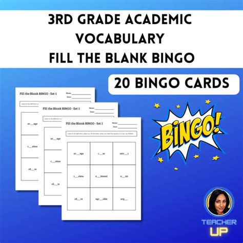 Third Grade Fill The Blank Bingo Set 5 By Teacherup Tpt