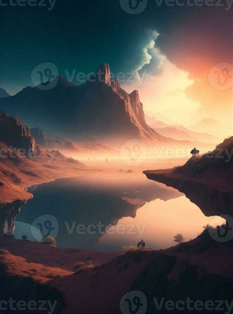 Ai Generated Super Sunset View In The River Realistic 35513619 Stock