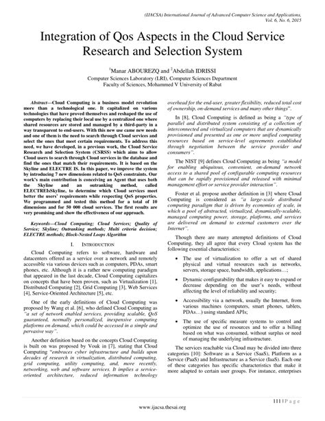 Pdf Integration Of Qos Aspects In The Cloud Service Research And Selection System