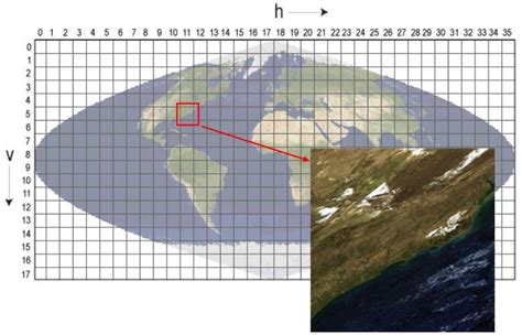 1 Modis Sinusoidal Grid And An Example Tile Tile H11v05 Extracted